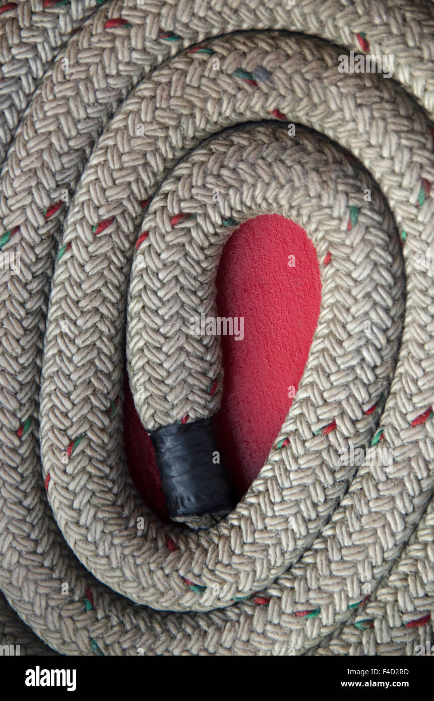Coiled Rope on Deck of SV Maple Leaf, Gulf Islands, British Columbia ...
