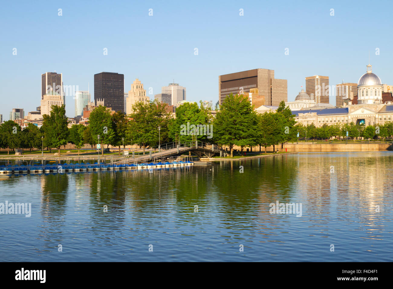 Canada, Montreal, view of city from Bonsecours Basin at Old Port Stock ...