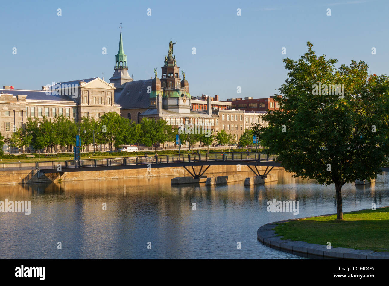 Canada, Montreal. Notre Dame de Bonsecours Chapel from Bonsecours Basin ...