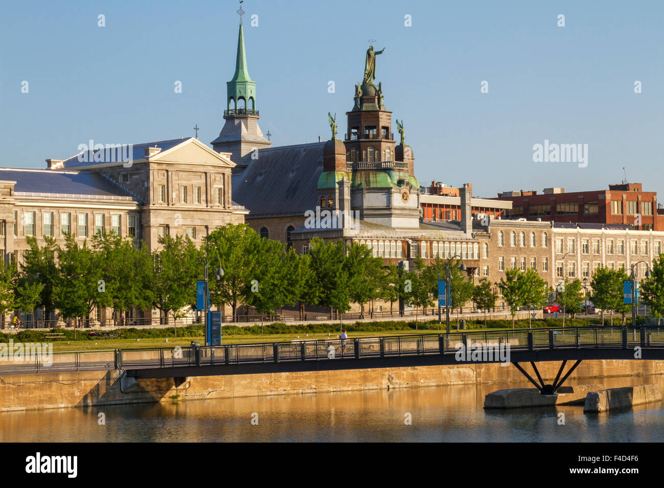 Canada, Montreal. Notre Dame de Bonsecours Chapel from Bonsecours Basin ...