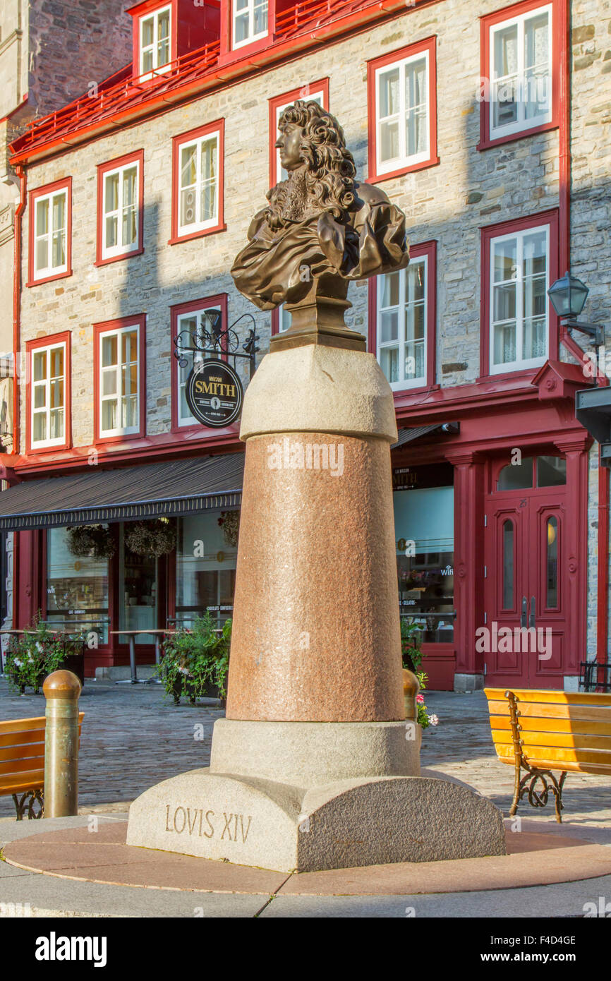Canada, Quebec, Quebec City, lower old town square with Louis XIV ...