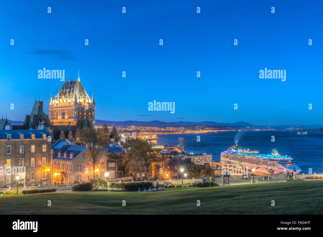 Canada, Quebec, Quebec City, Old Town at twilight. (Large format sizes ...