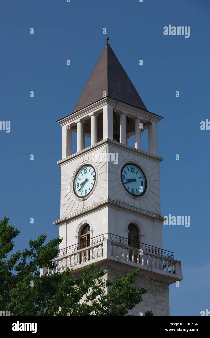 Albania, Tirana, Skanderbeg Square, clock tower Stock Photo - Alamy