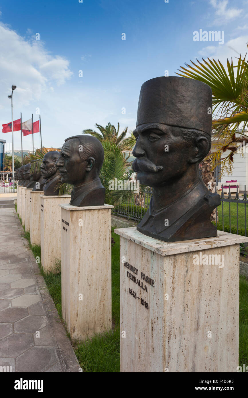 Albania, Vlora, Museum of Independence, busts of fighters for Albanian ...