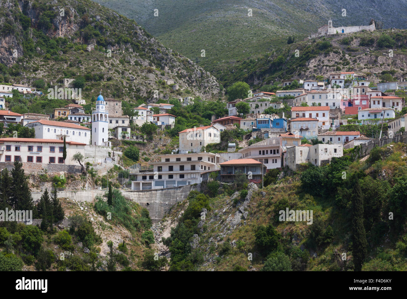Albania, Albanian Riviera, Dhermi, elevated town view Stock Photo - Alamy