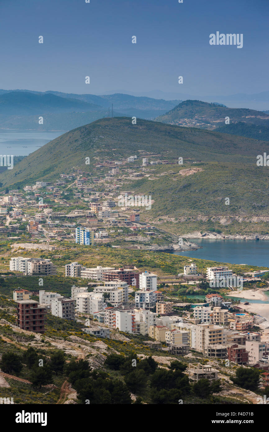 Albania, Albanian Riviera, Saranda, coastal view from Lekursi Castle ...