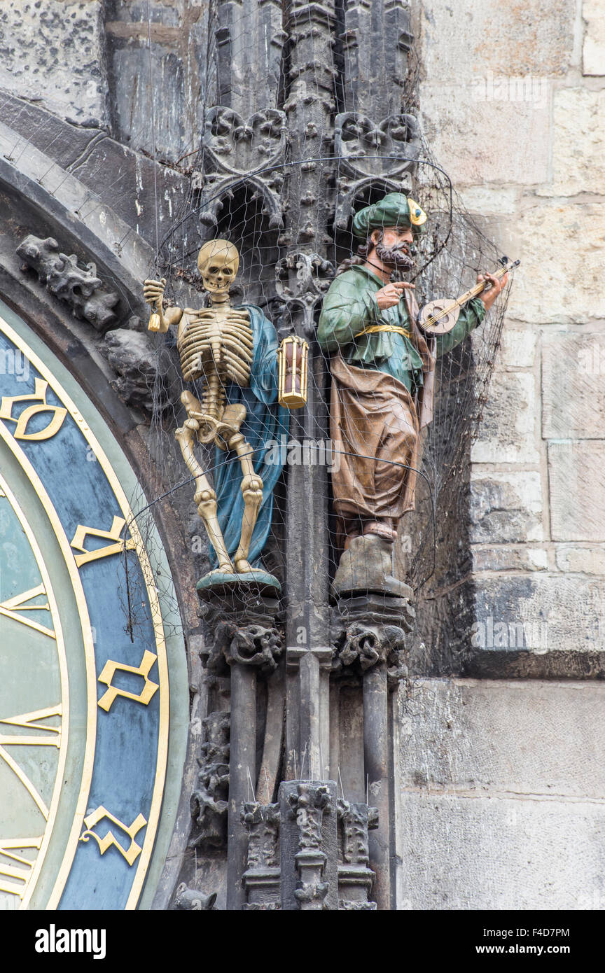 Europe, Czech Republic, Bohemia, Prague, Astronomical Clock, Skeleton ...