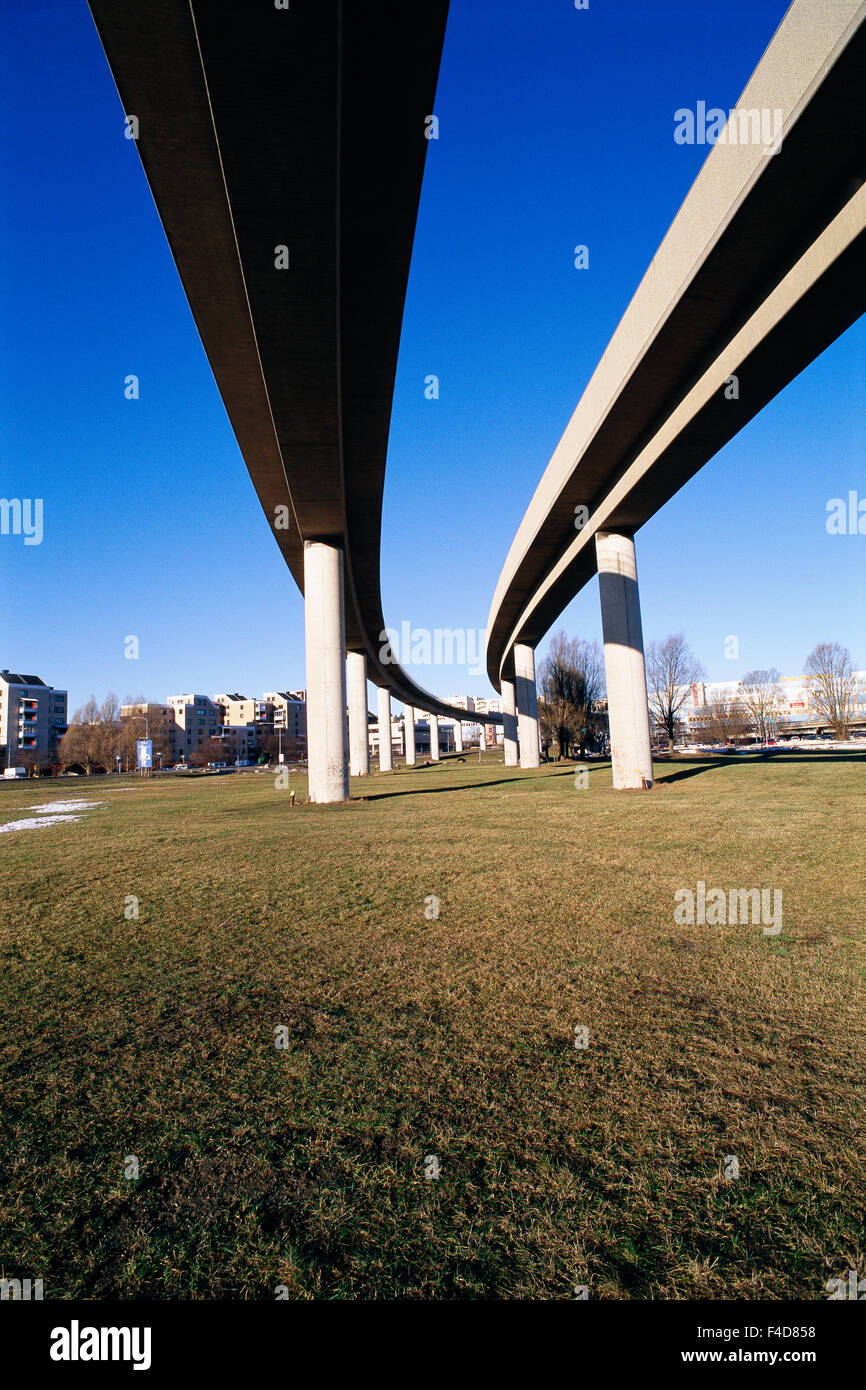 Architectural bridge with buildings on background Stock Photo - Alamy