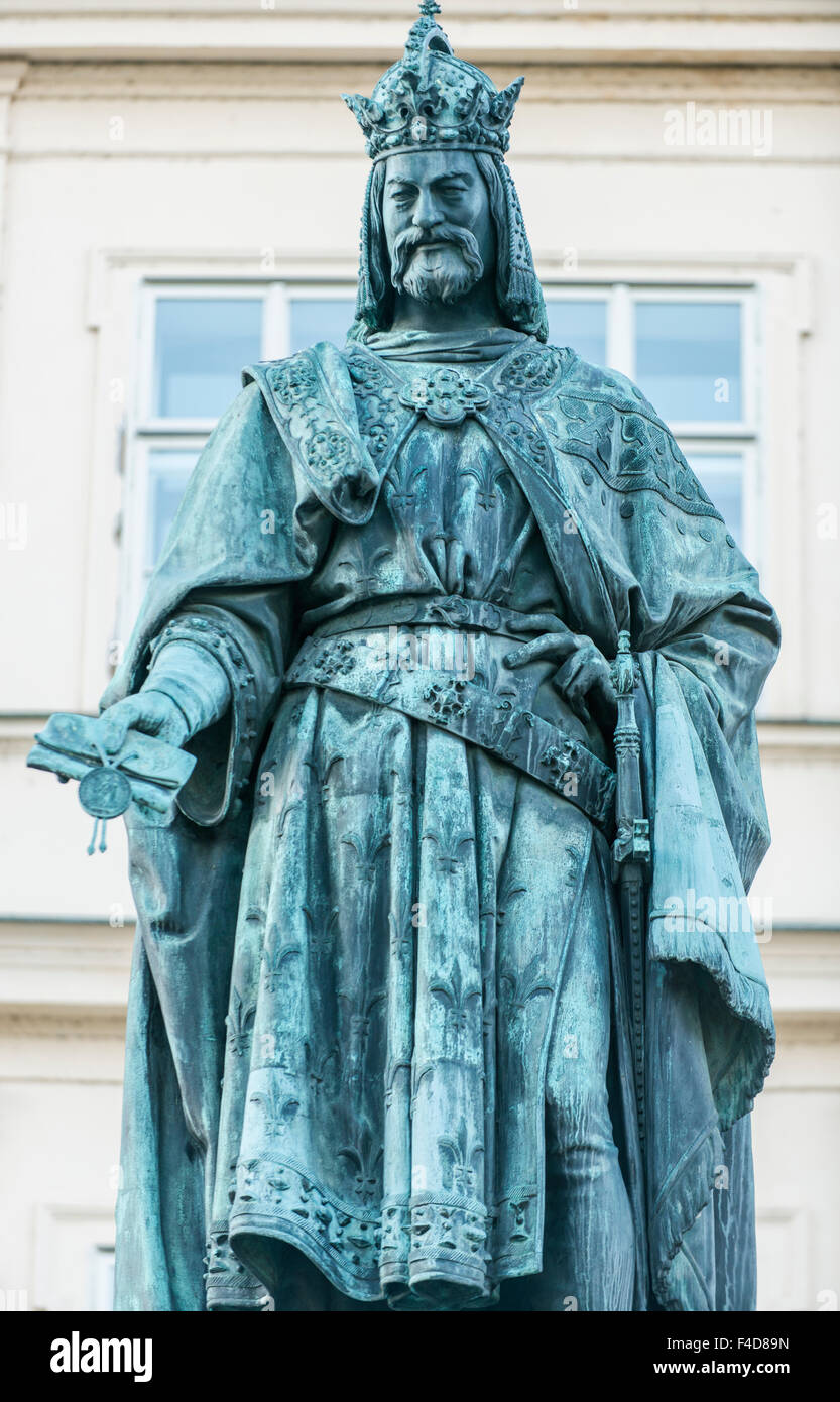 Europe, Czech Republic, Bohemia, Prague, Statue of King Charles IV at ...