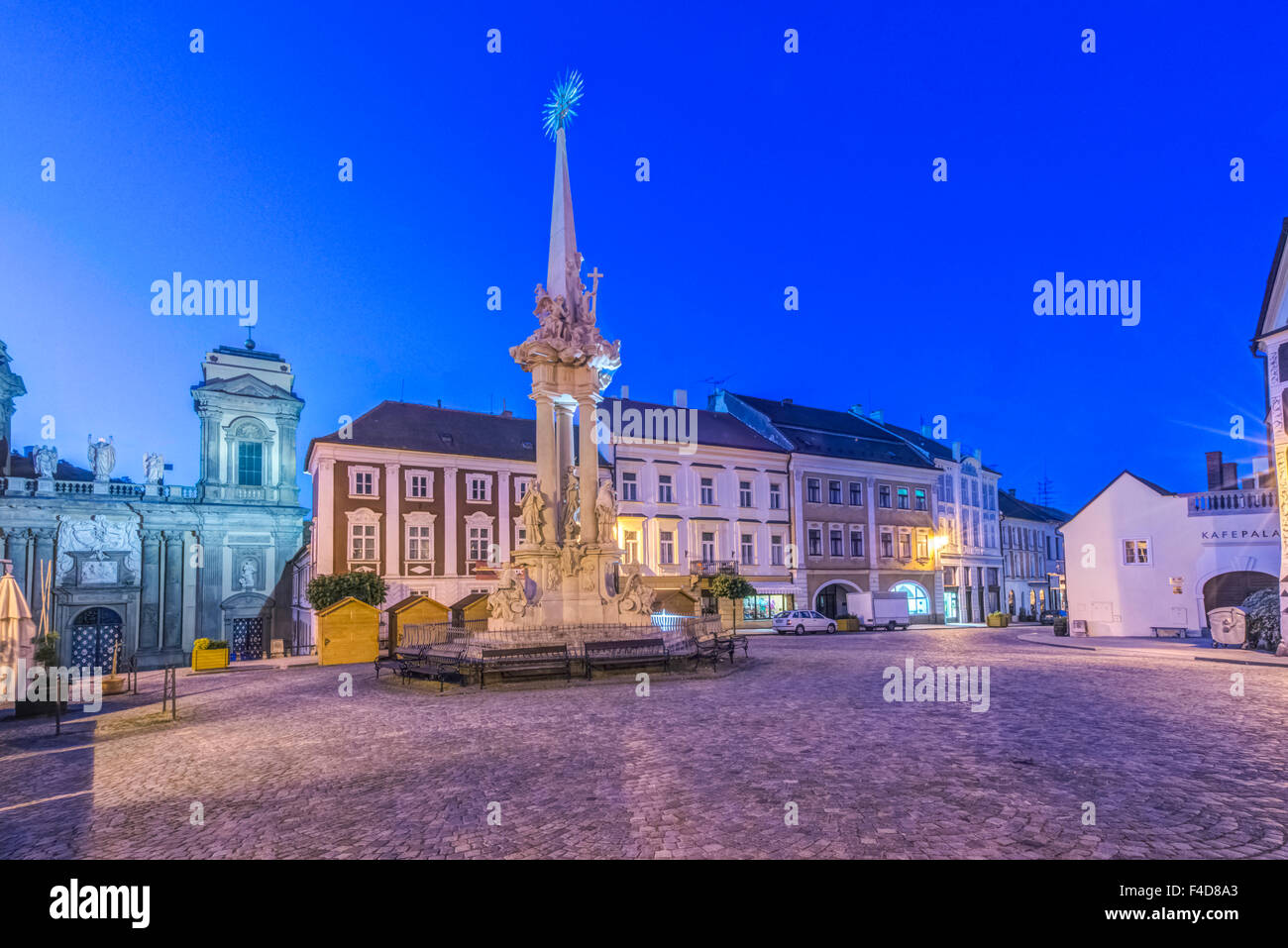 Europe, Czech Republic, Moravia, Mikulov, Town Square at Dawn (Large ...