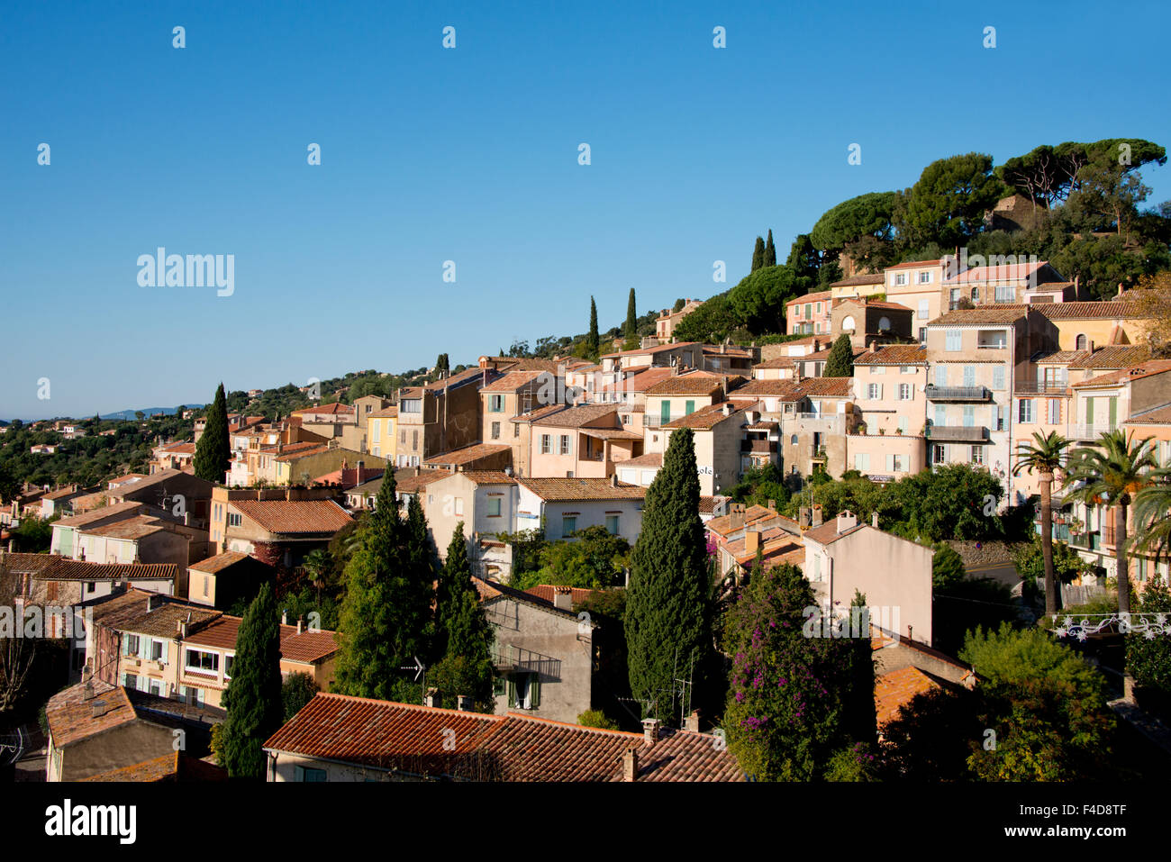 France, Provence, Bormes-les-Mimosas. Historic hilltop village of ...
