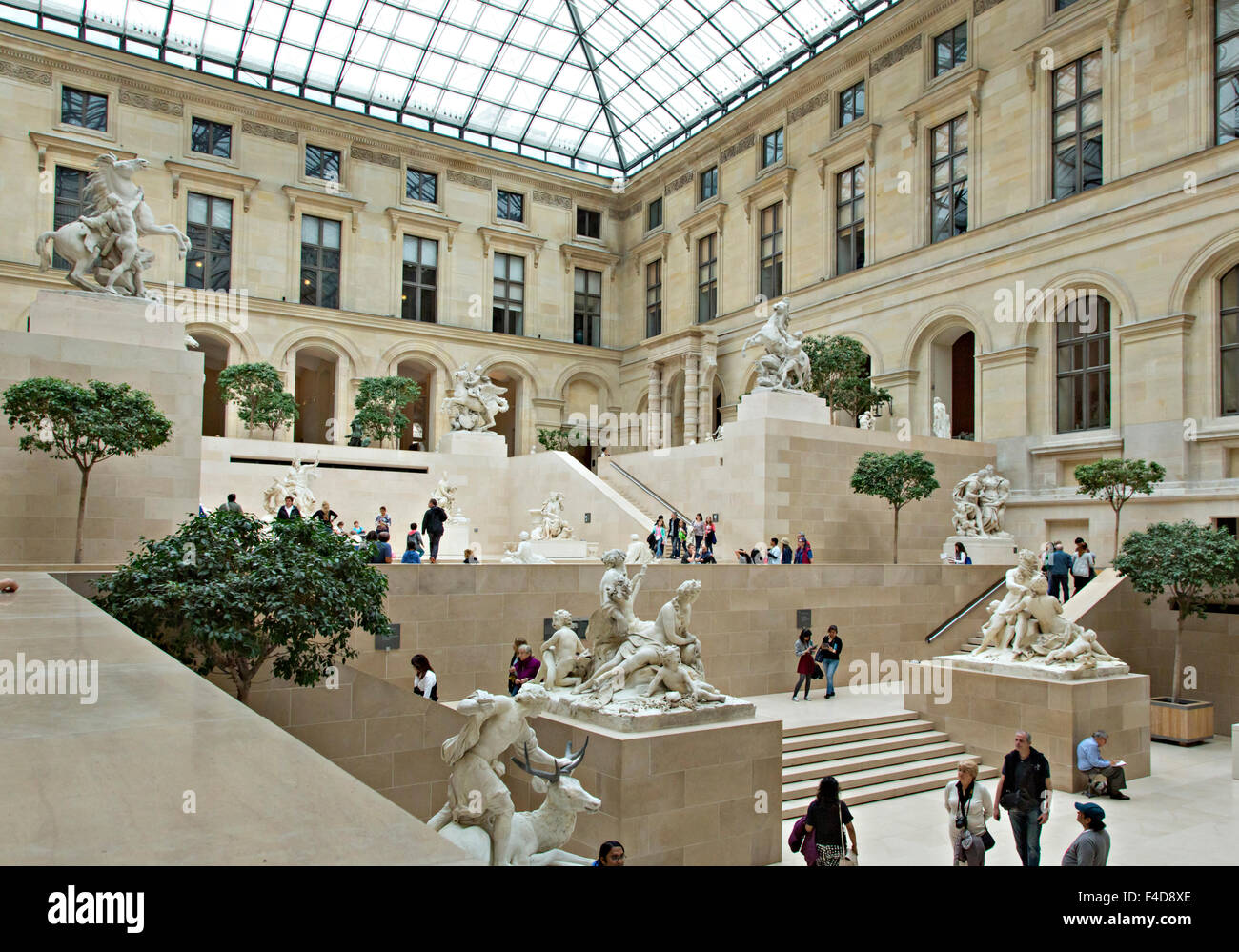 Europe, France, Paris, Louvre. The Cour Marly of the Louvre, a huge ...