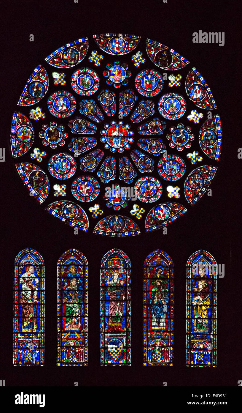 Europe, France, Chartres. South transept rose window in the Cathedral ...