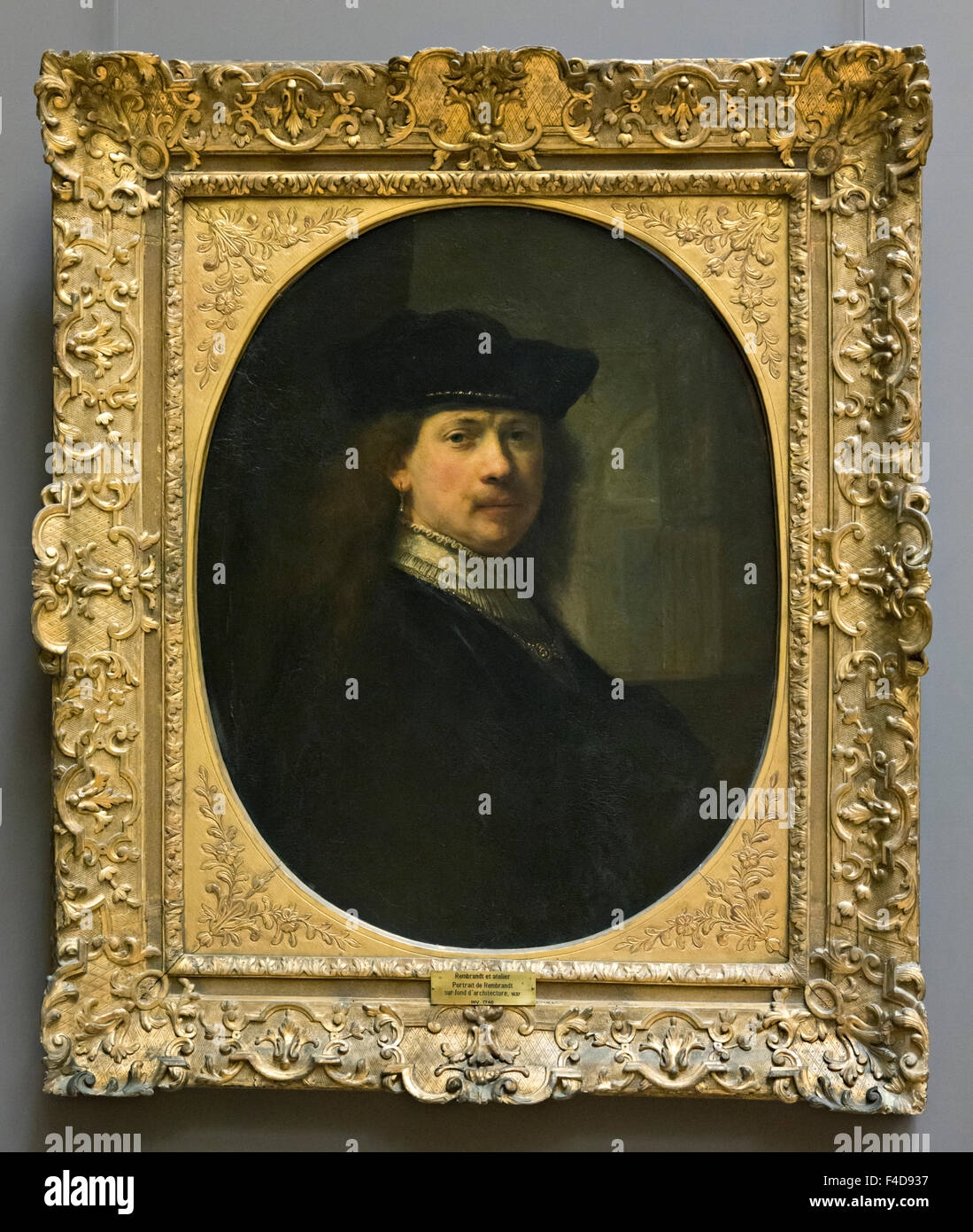 Europe, France, Paris, Louvre. A rare self-portrait of Rembrandt in the ...