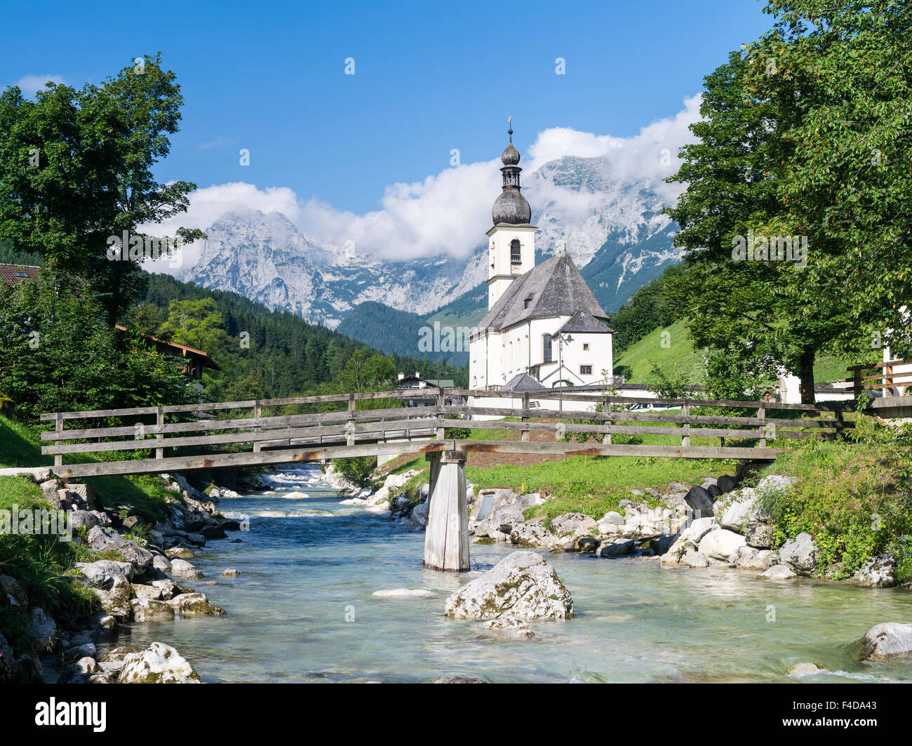 The parish church of Ramsau in Bavaria, Bavaria, Germany. (Large format ...