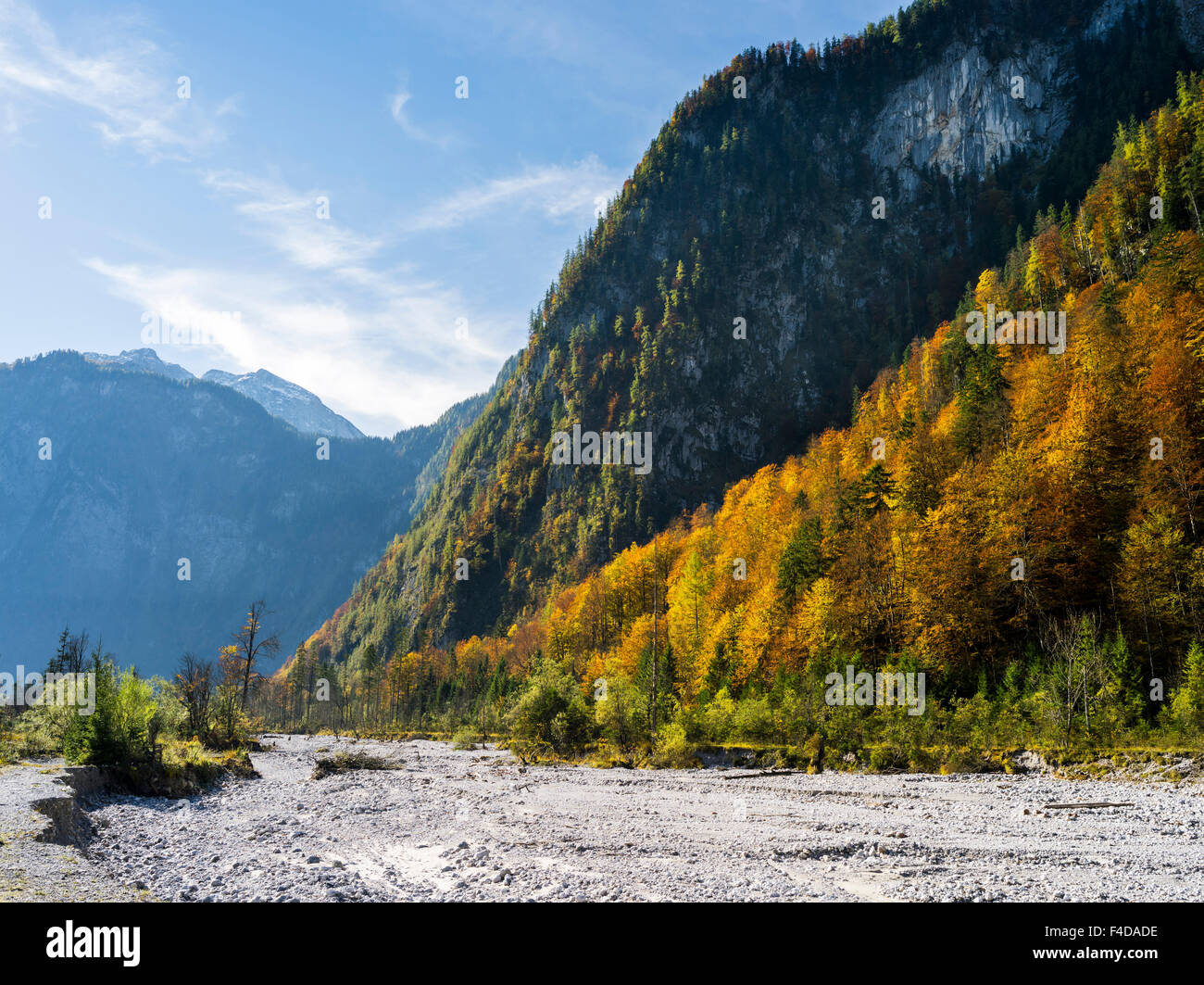 Landscape during fall near lake Koenigssee, Nationalpark Berchtesgaden ...