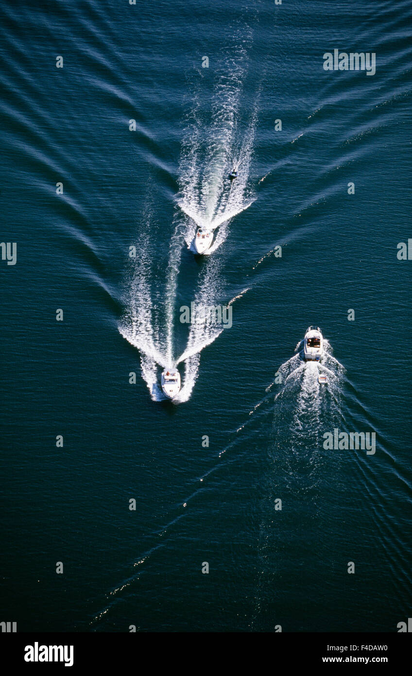 Boats in sea, elevated view Stock Photo - Alamy