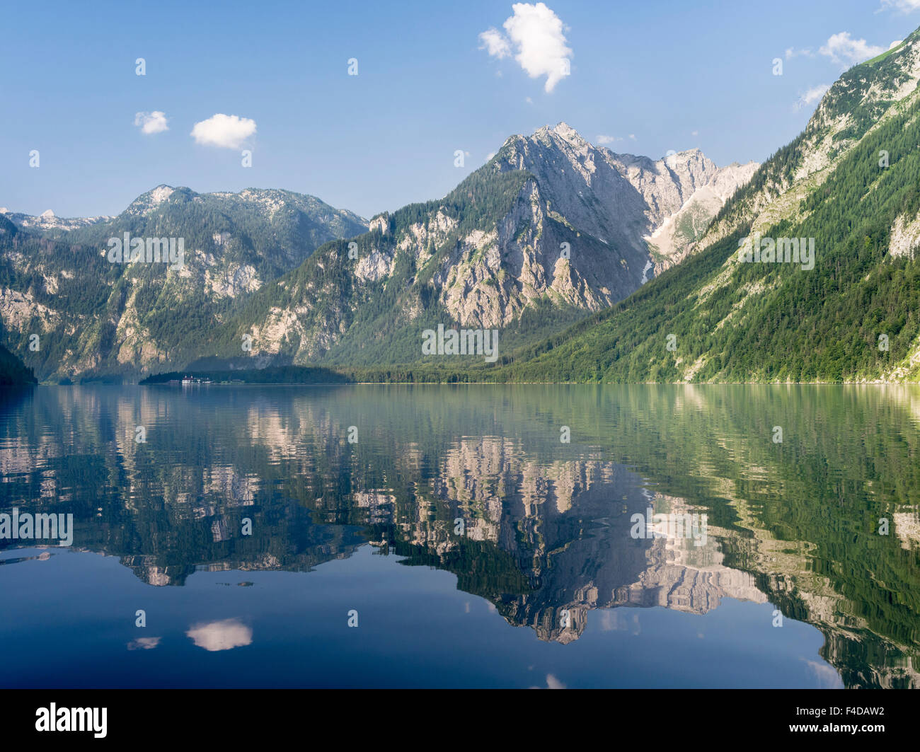 Boat excursion on lake Koenigssee in the Nationalpark Berchtesgaden ...