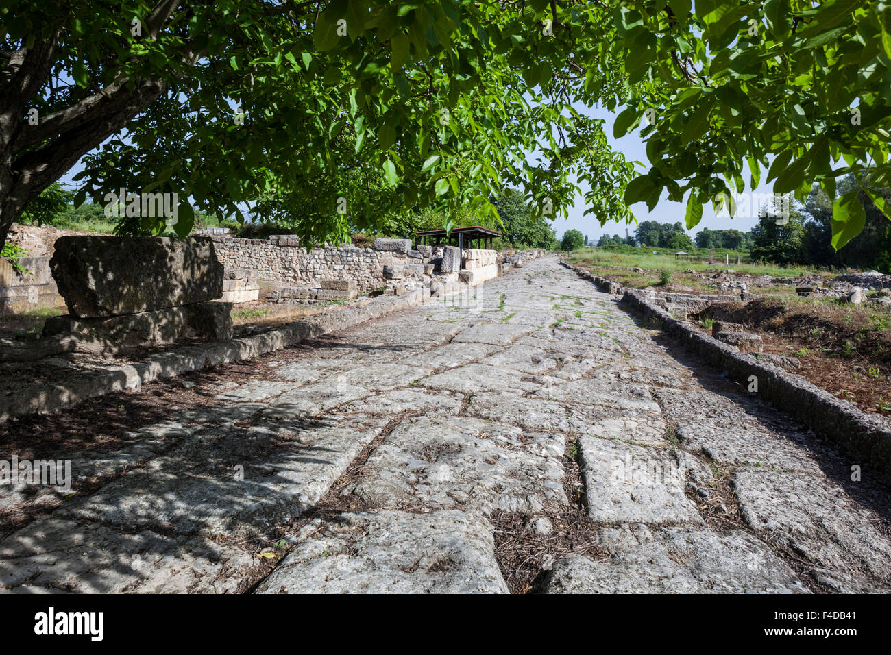 Greece, Central Macedonia, Dion, Ancient Dion, ruins of city from 4th ...