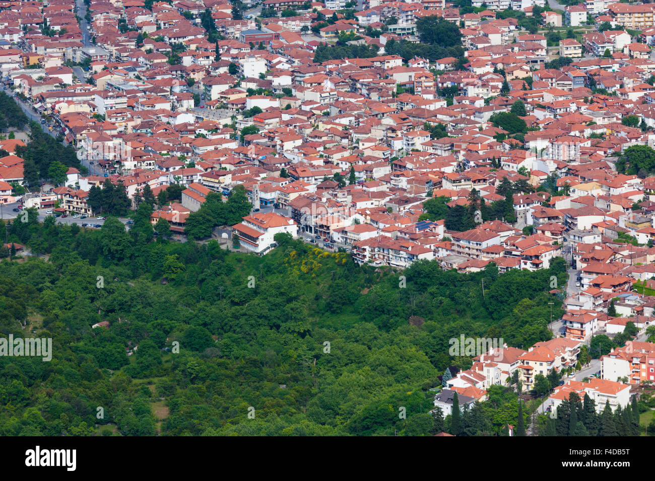Greece, Central Macedonia, Litohoro, elevated town view from Mount ...