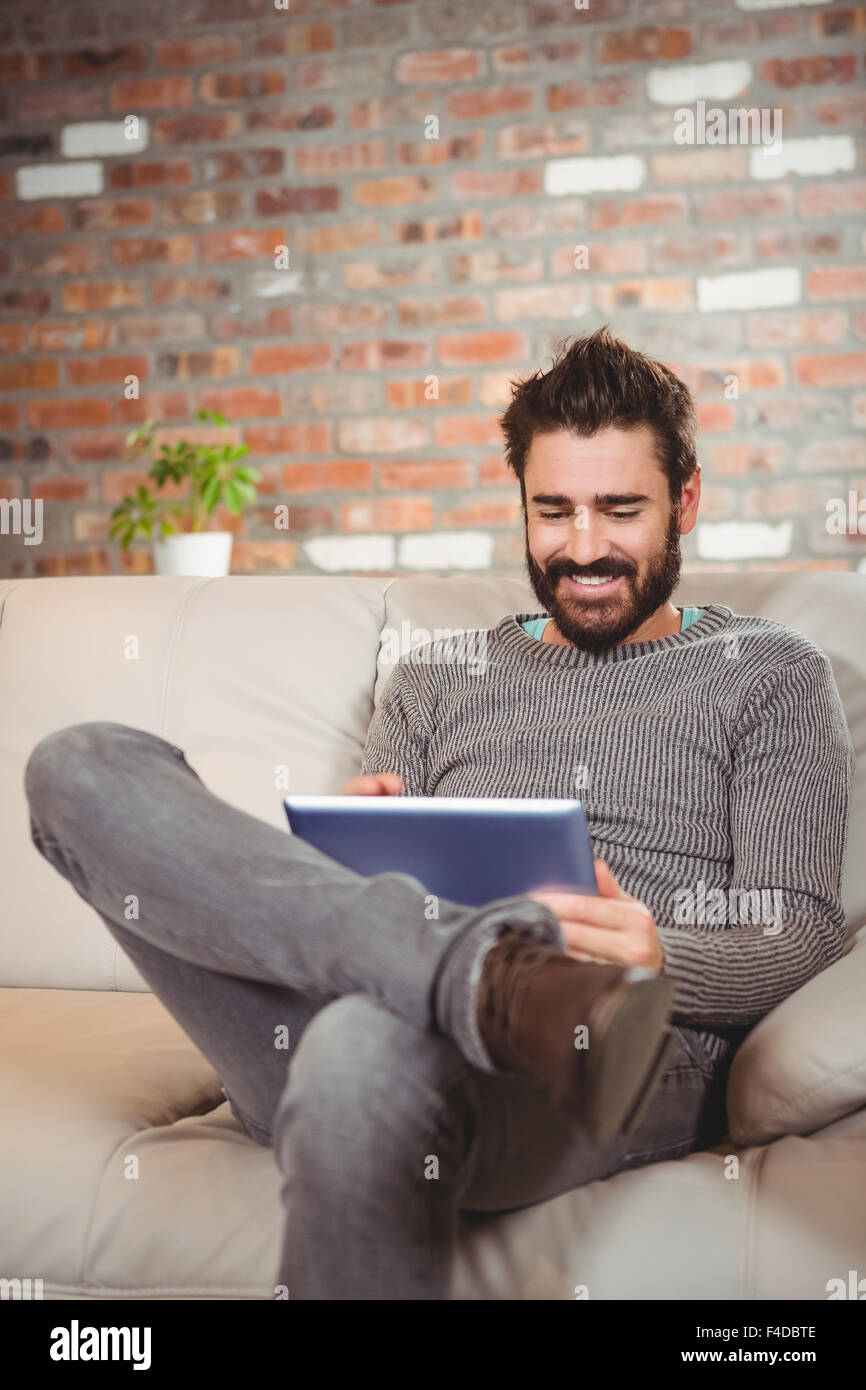 Happy man using smart hi-res stock photography and images - Alamy