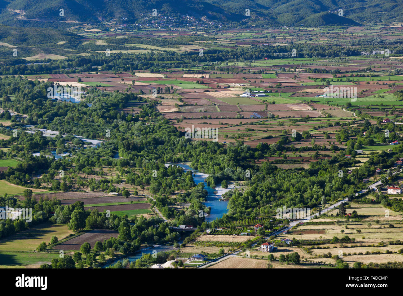 Greece, Epirus, Zagorohoria, Kalpaki, elevated view of Highway E90 and ...