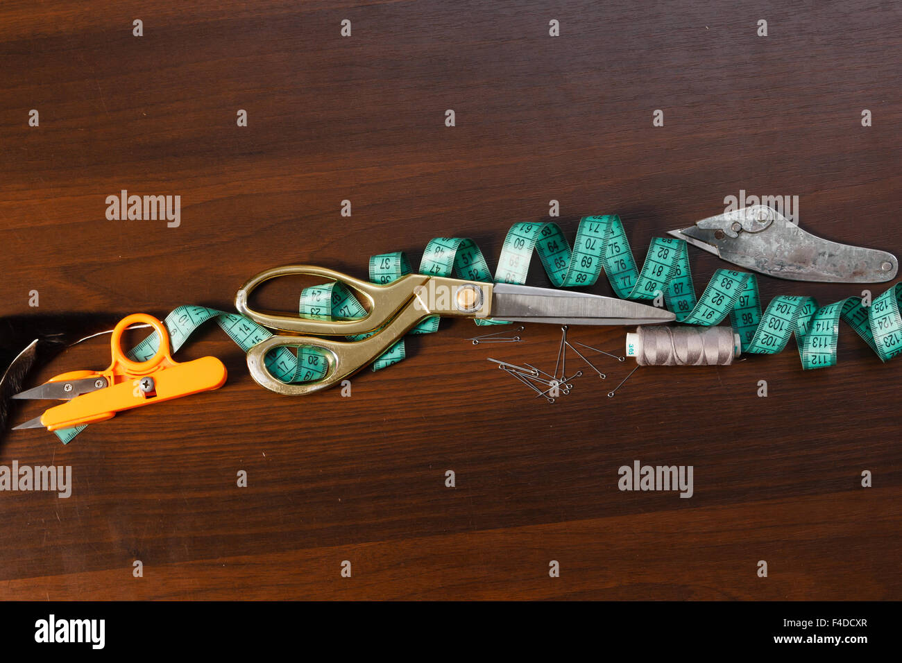 Professional tailor's tools for cutting and sewing, scissors, flexible ...