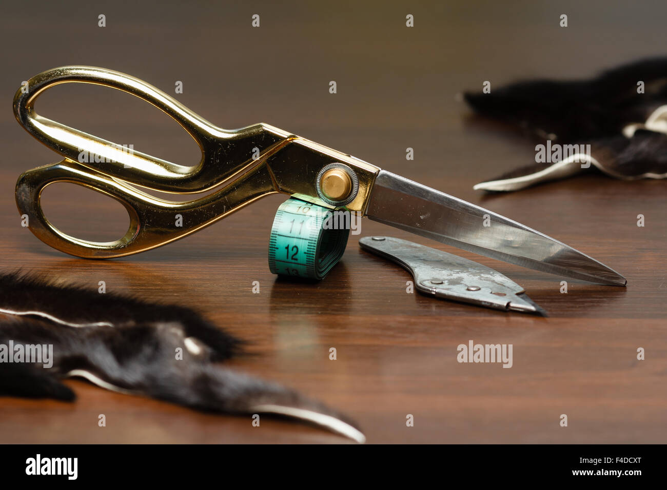 Professional tailor's tools for cutting and sewing, scissors, flexible ...