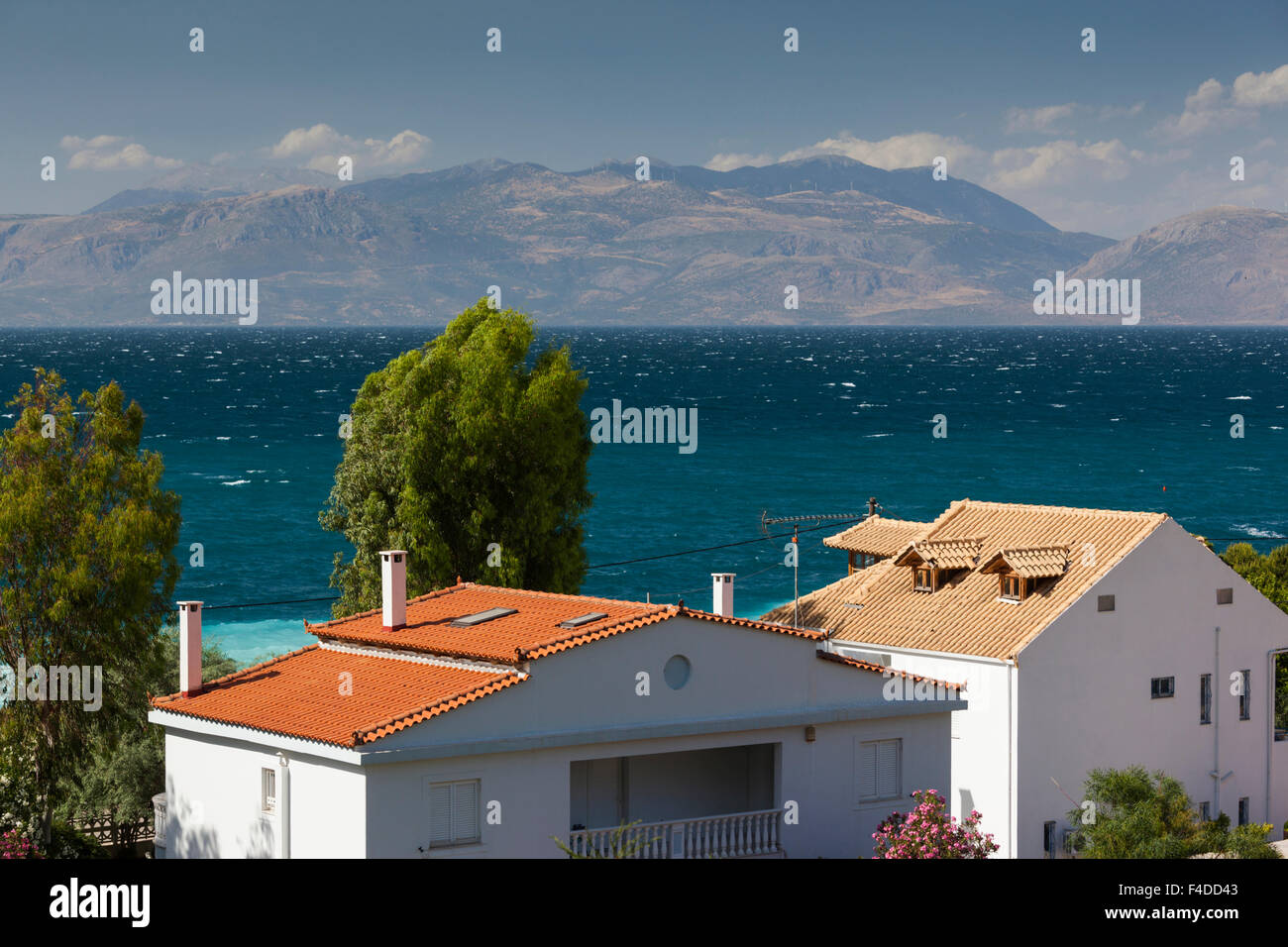 Greece, Peloponnese, Diakofto, elevated town view Stock Photo - Alamy