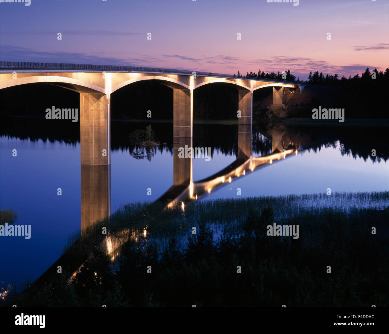 Bridge at night in light Stock Photo - Alamy