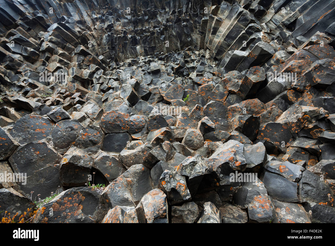 Natural pattern of basalt rock at Hljodaklettar, Jokulsargljufur ...
