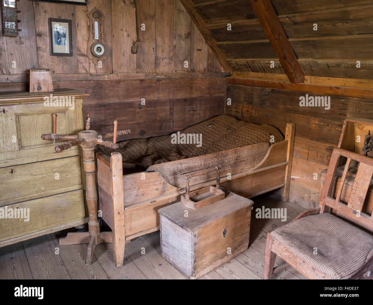 The local museum in Skogar. Traditional Icelandic house, interior ...