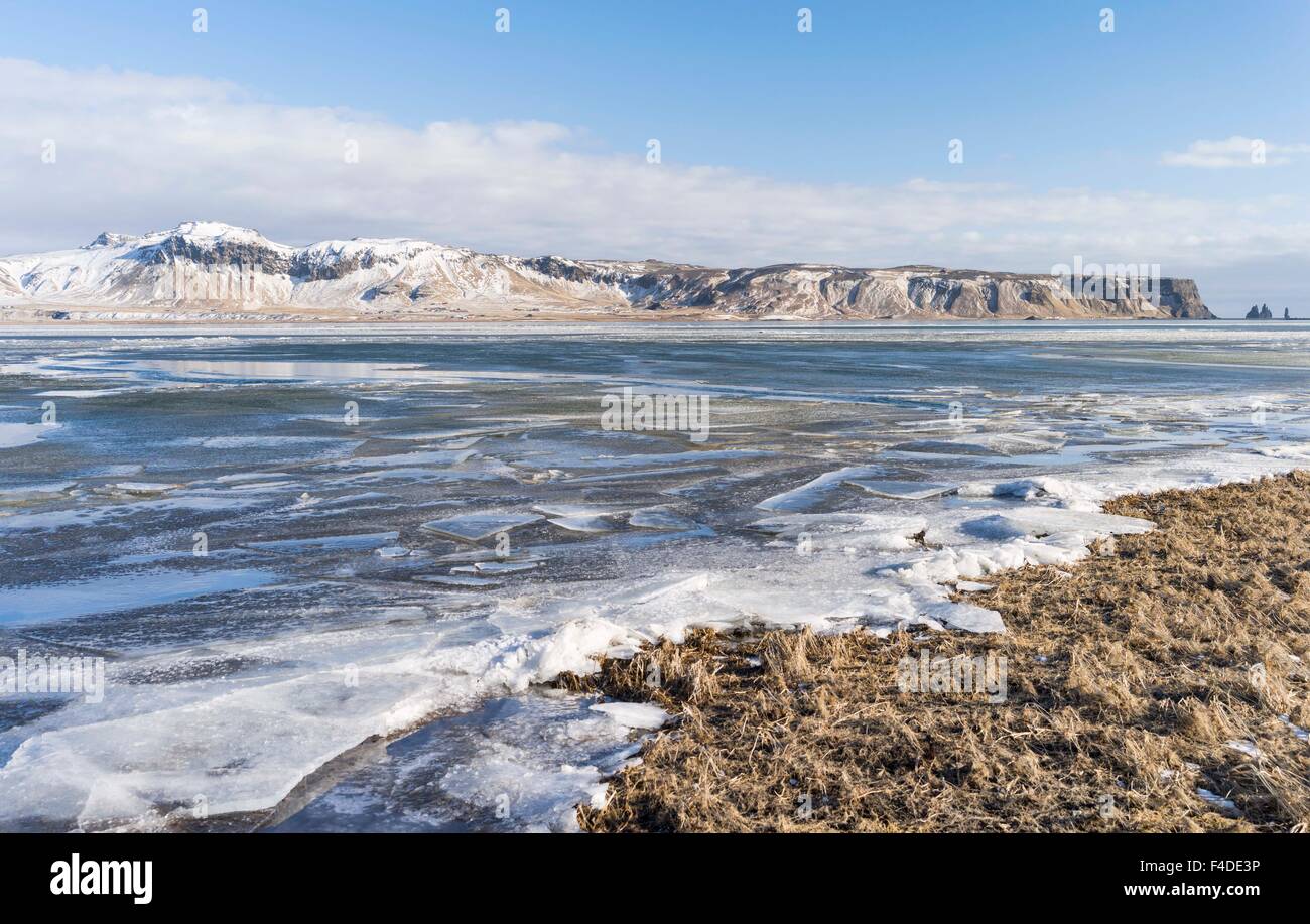 Coast of the North Atlantic near Vik y Myrdal during winter. (Large ...