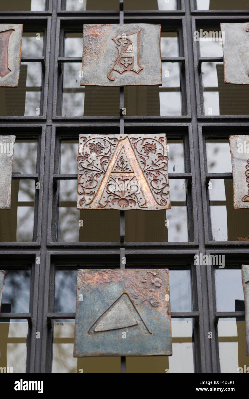 Germany, Berlin, Nikolaiviertel, alphabet doors on the Berlin City ...