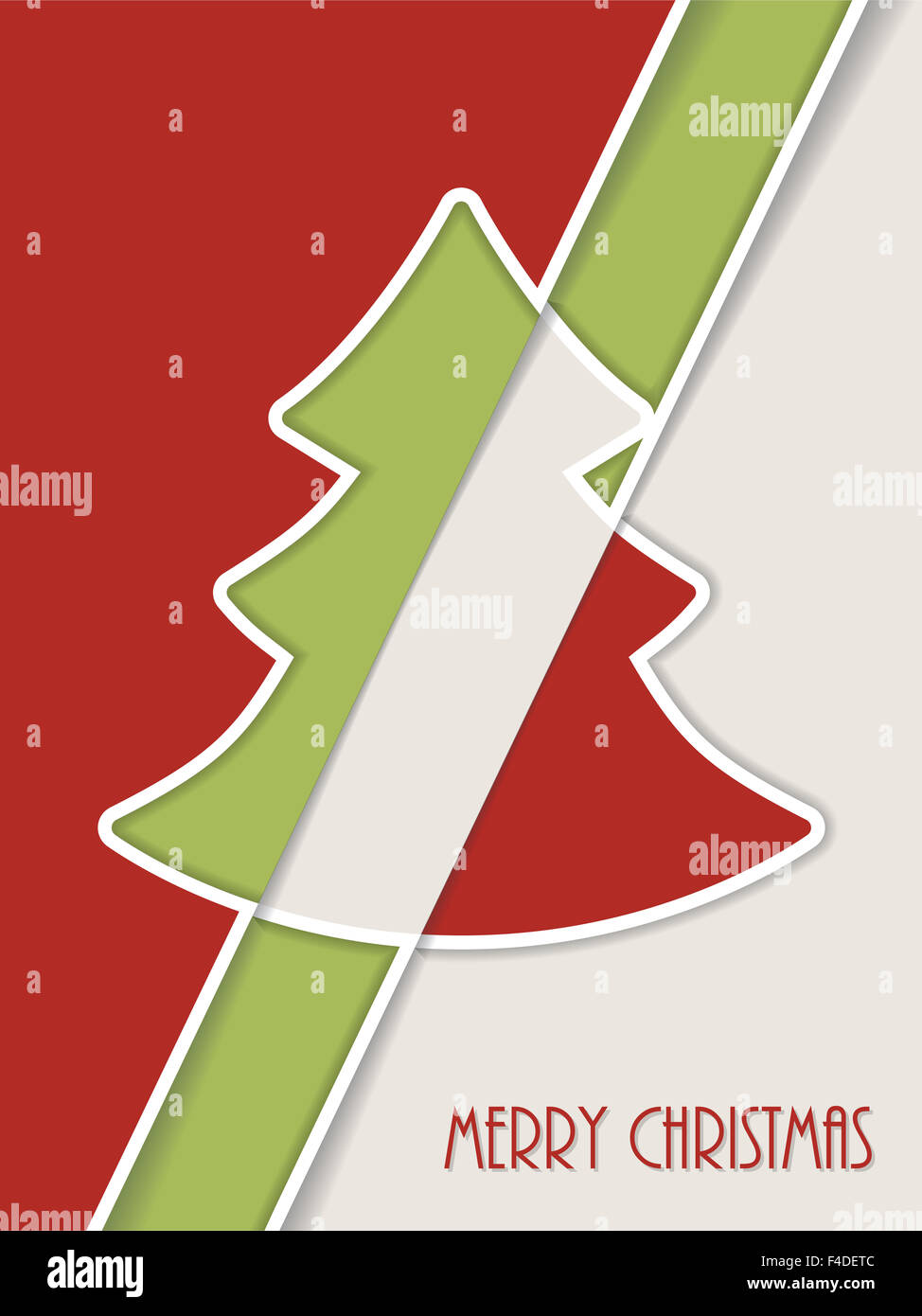 Simplistic christmas greeting card design with white line tree and ...