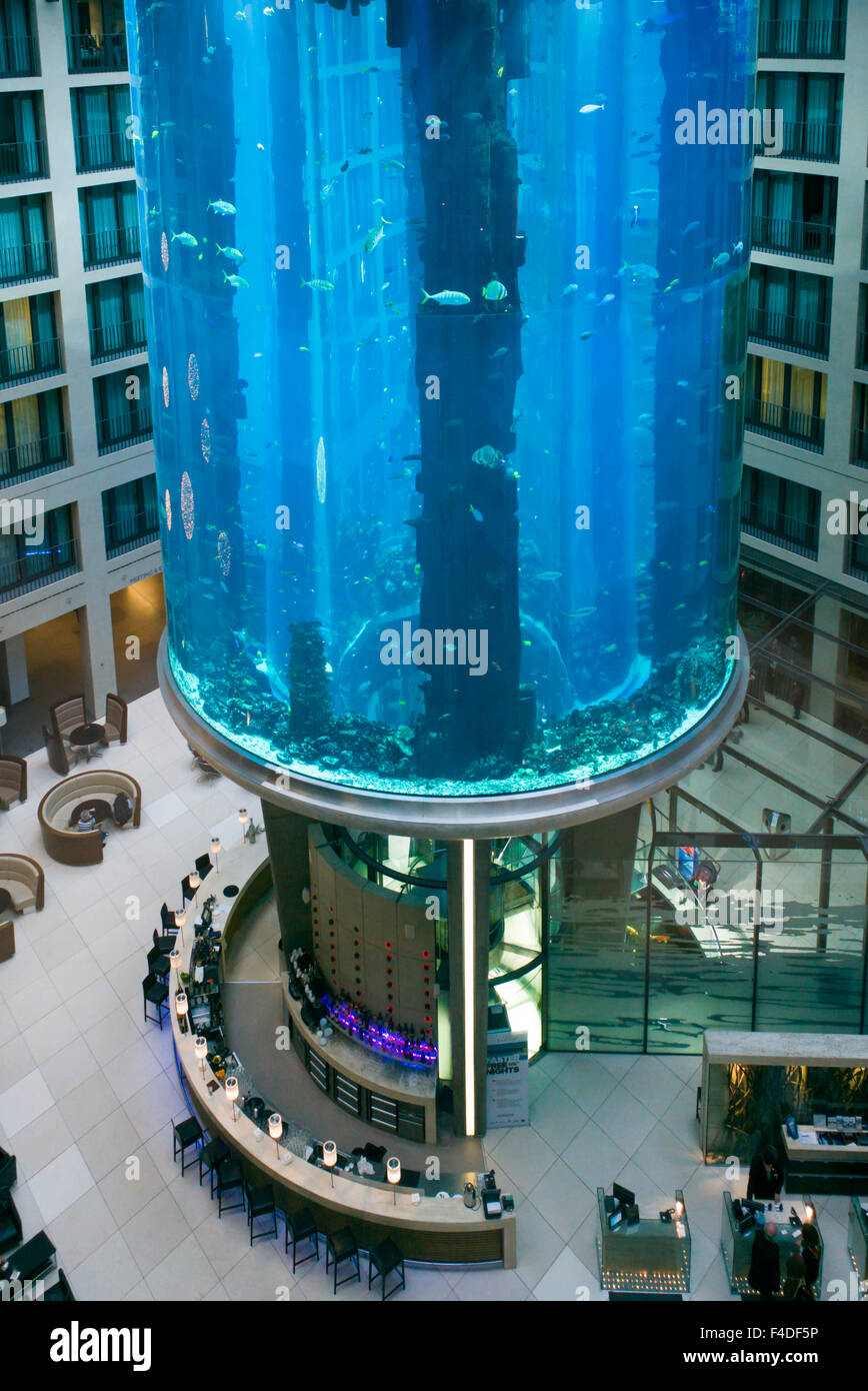 Germany, Berlin, Museum Insel, Radisson Blu Hotel interior, aquarium ...