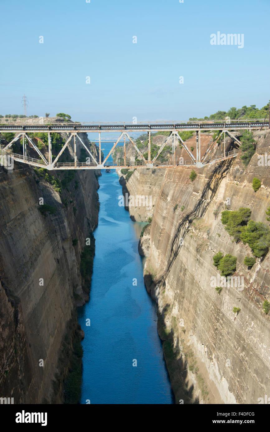 Greece, Corinth, Corinth Canal. 76-foot wide and 26-foot deep manmade ...