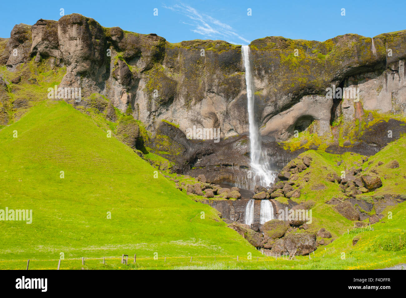 Iceland. Foss a Sidu. Waterfall over the cliff Stock Photo - Alamy