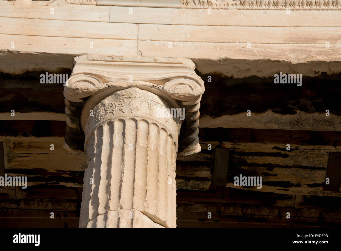 Greece, Athens, Acropolis. Erectheum, detail of column. (Large format ...