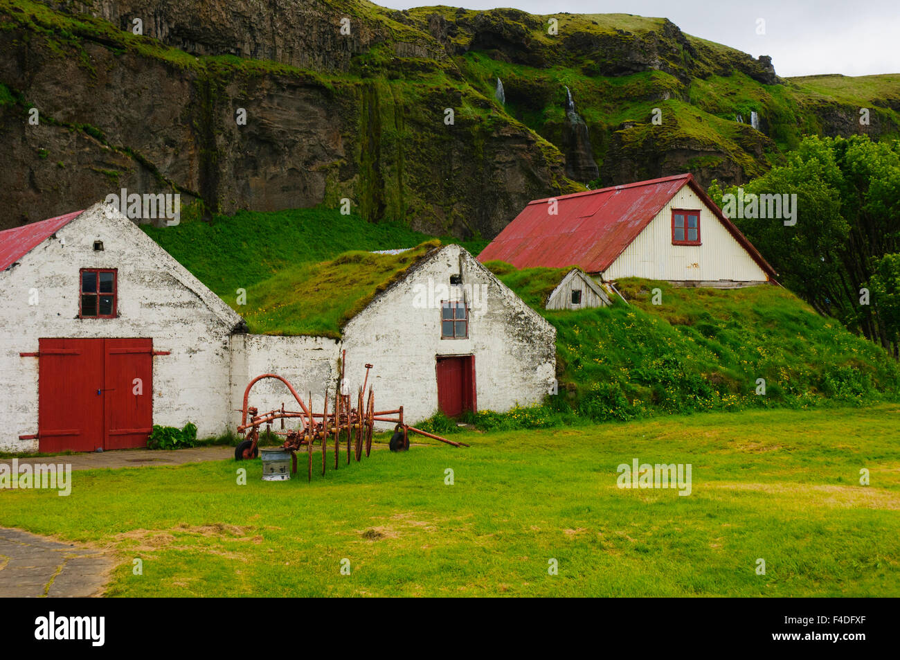 Iceland. Seljalandsfoss. Farm near the waterfall Stock Photo - Alamy