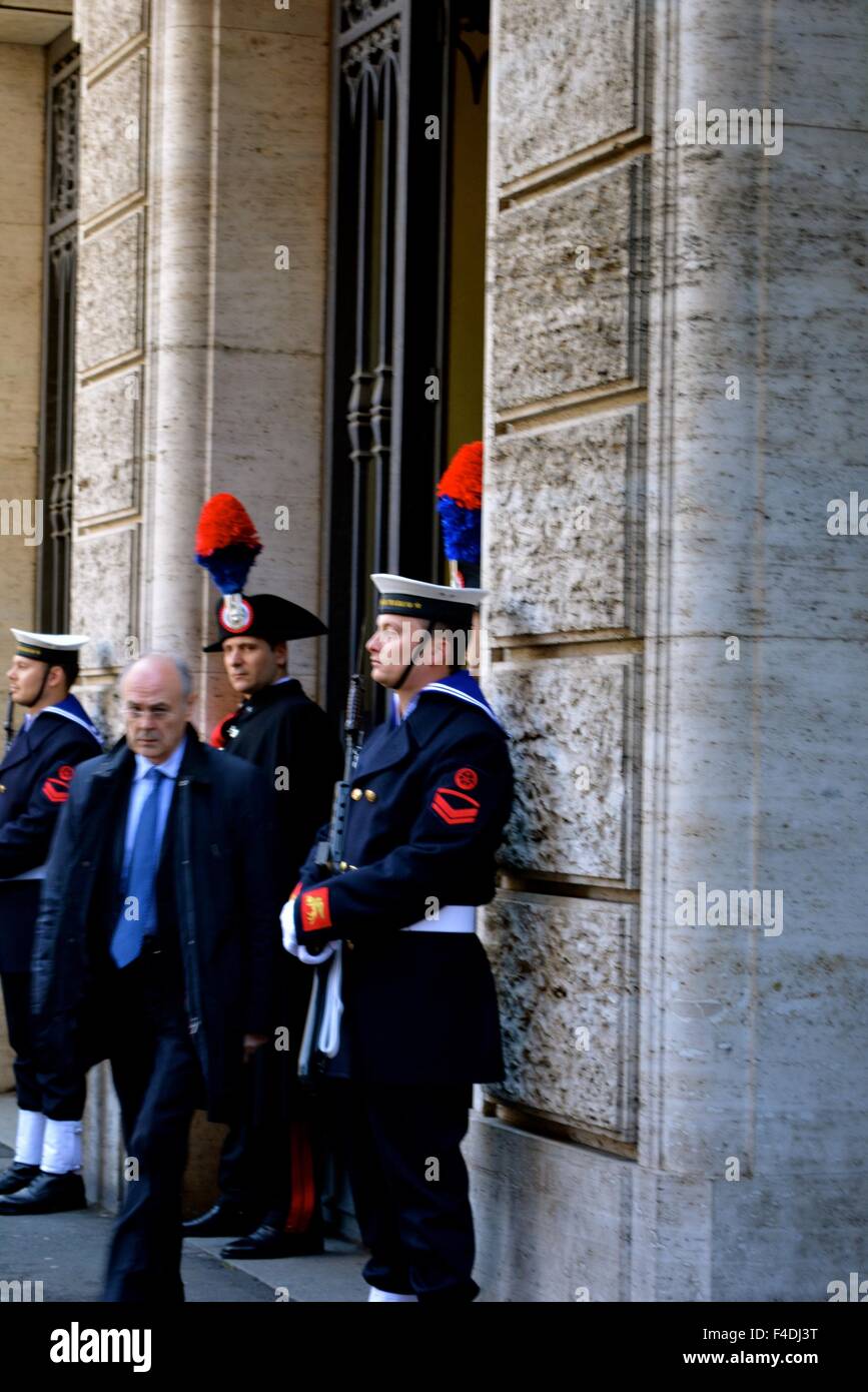 Soldiers and guards outside the church of San Luigi dei Francesi in ...