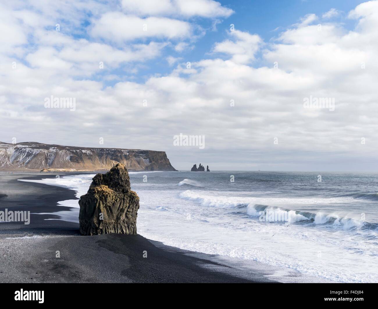 Coast of the North Atlantic near Vik y Myrdal during a winter storm ...
