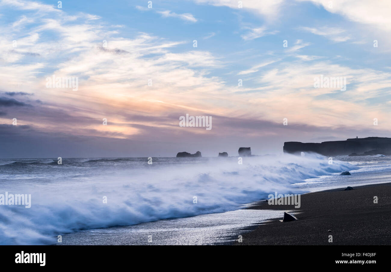 Coast of the North Atlantic near Vik y Myrdal during winter, view ...