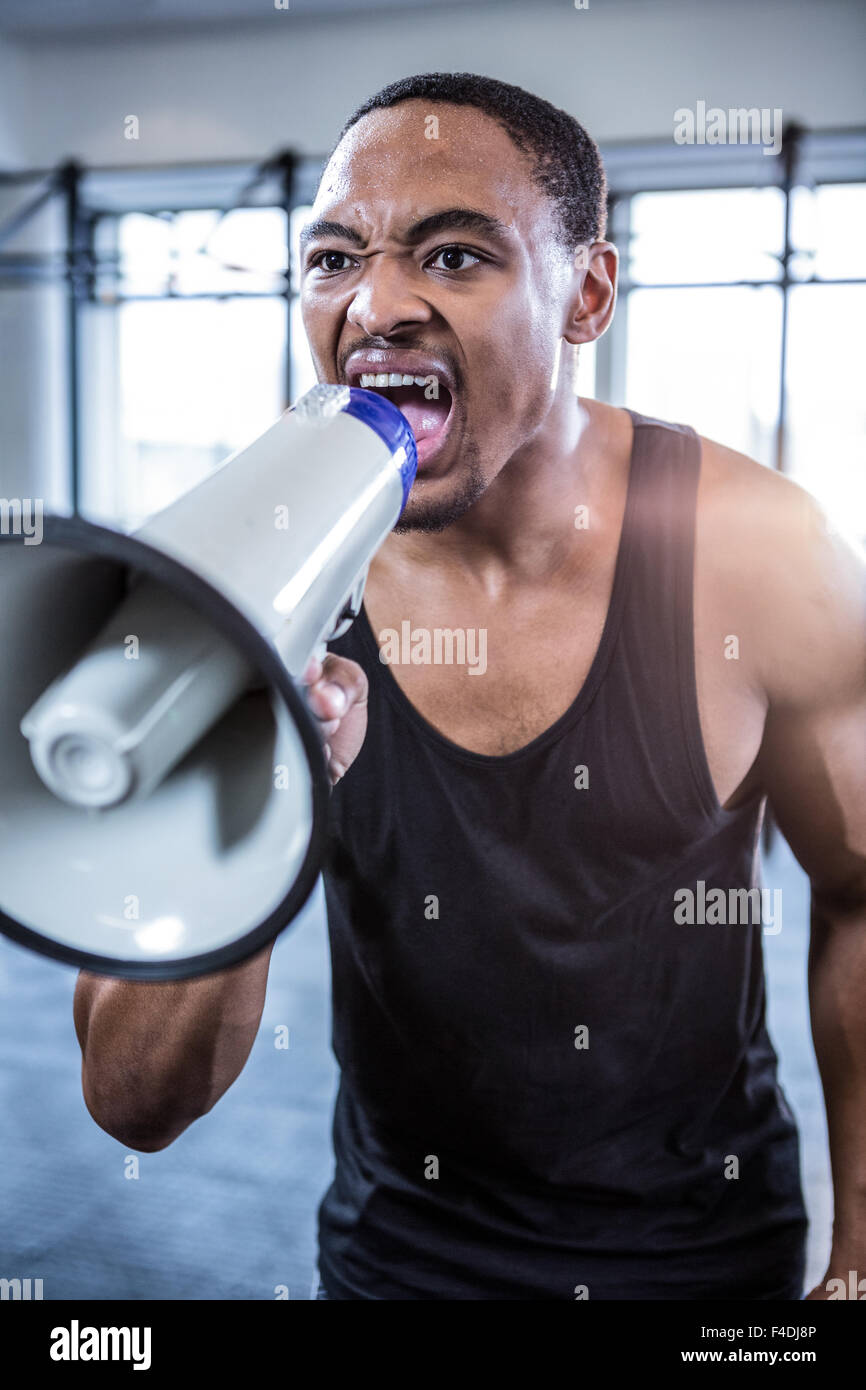 Man megaphone hi-res stock photography and images - Alamy