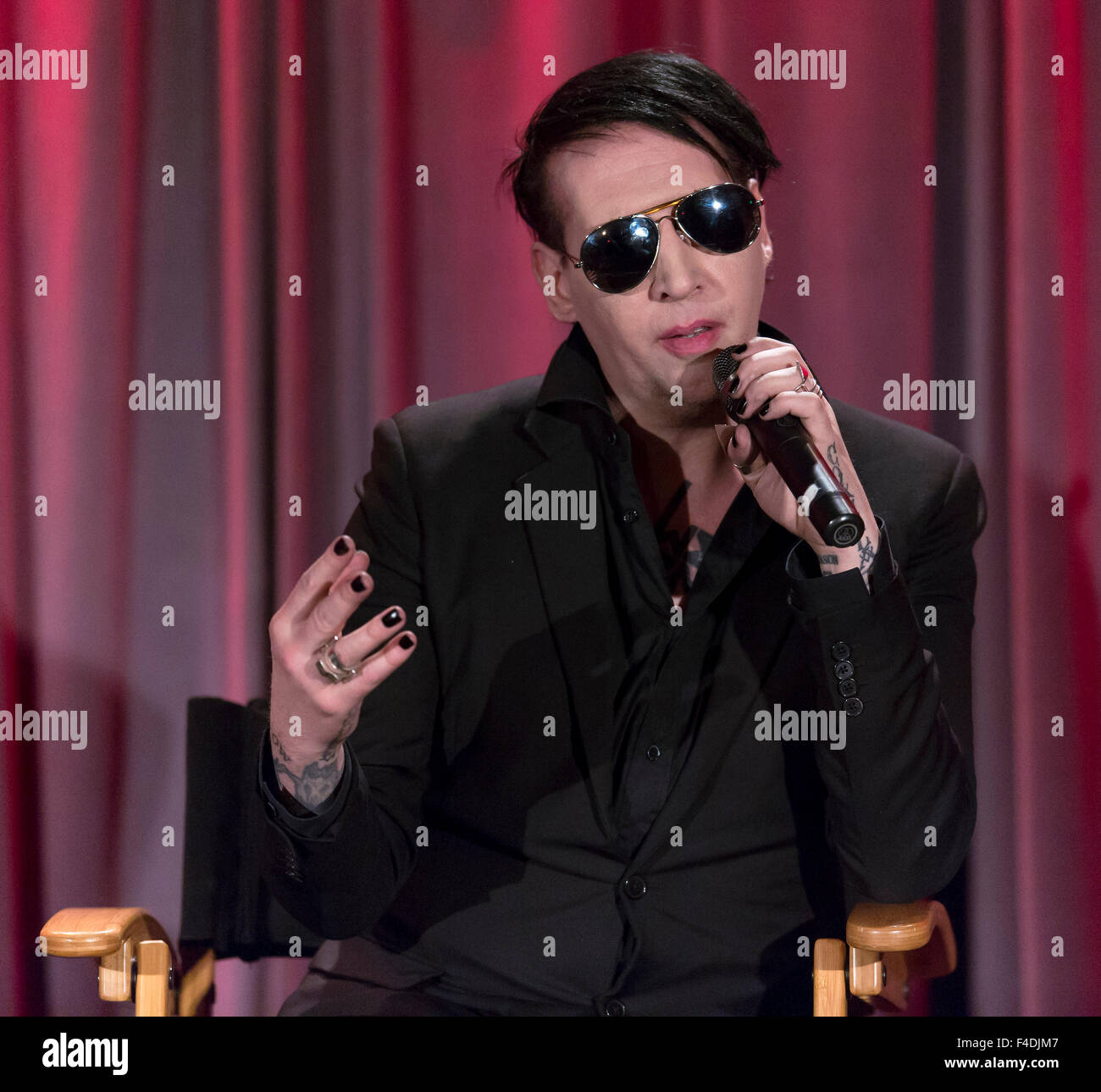 Los Angeles, California, USA. 15th Oct, 2015. MARILYN MANSON discusses ...