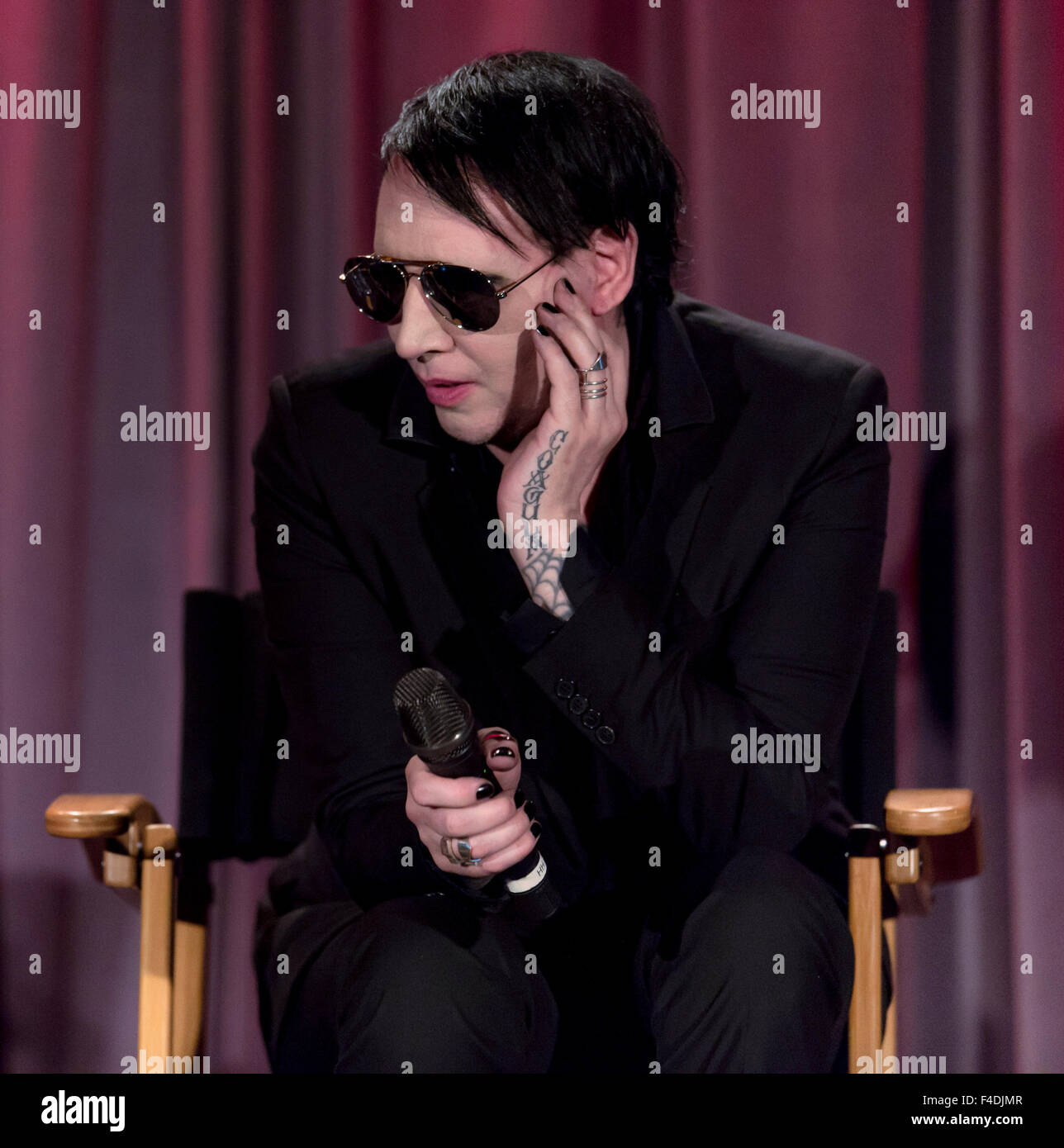 Los Angeles, California, USA. 15th Oct, 2015. MARILYN MANSON discusses ...