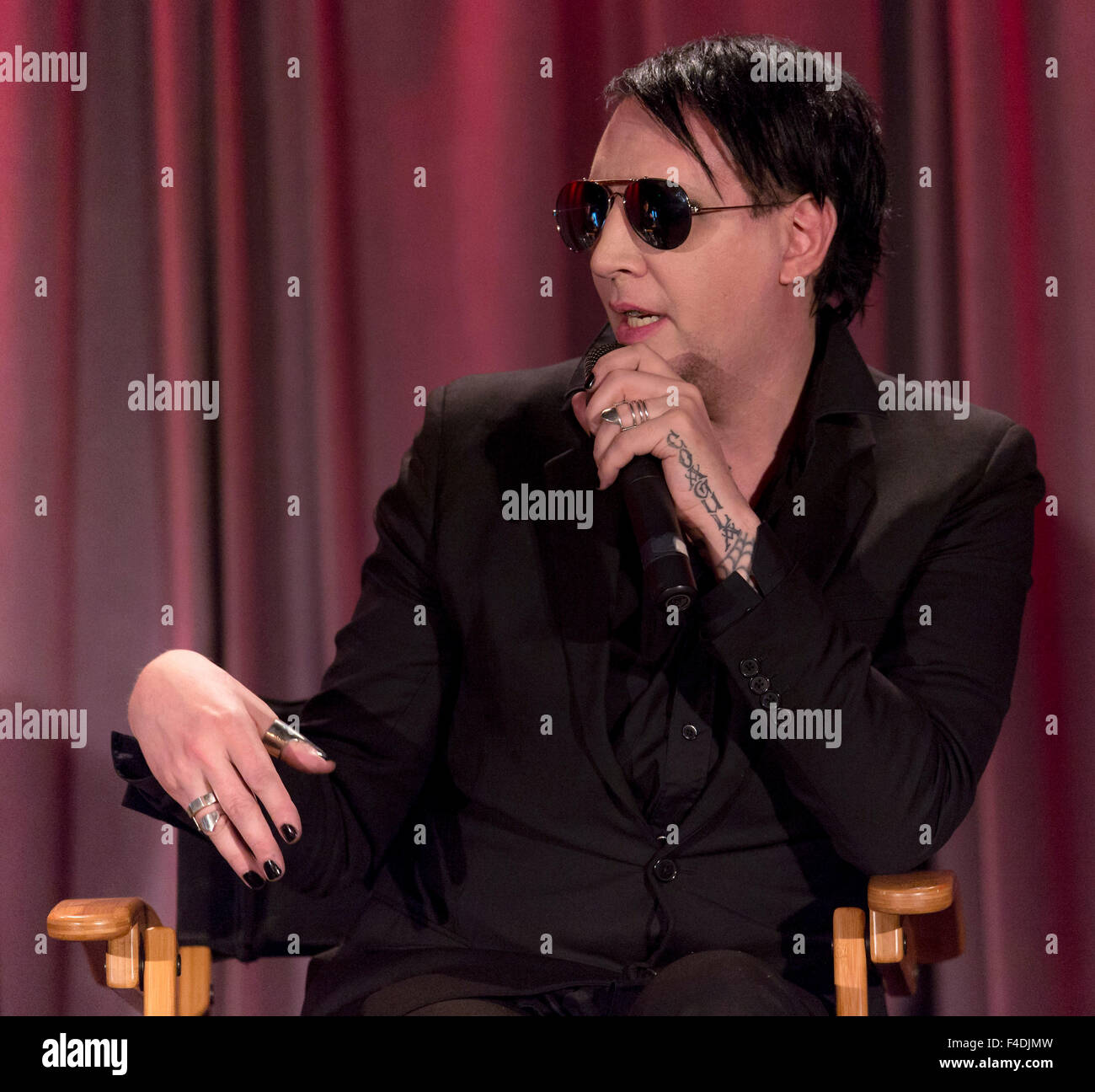 Los Angeles, California, USA. 15th Oct, 2015. MARILYN MANSON discusses ...