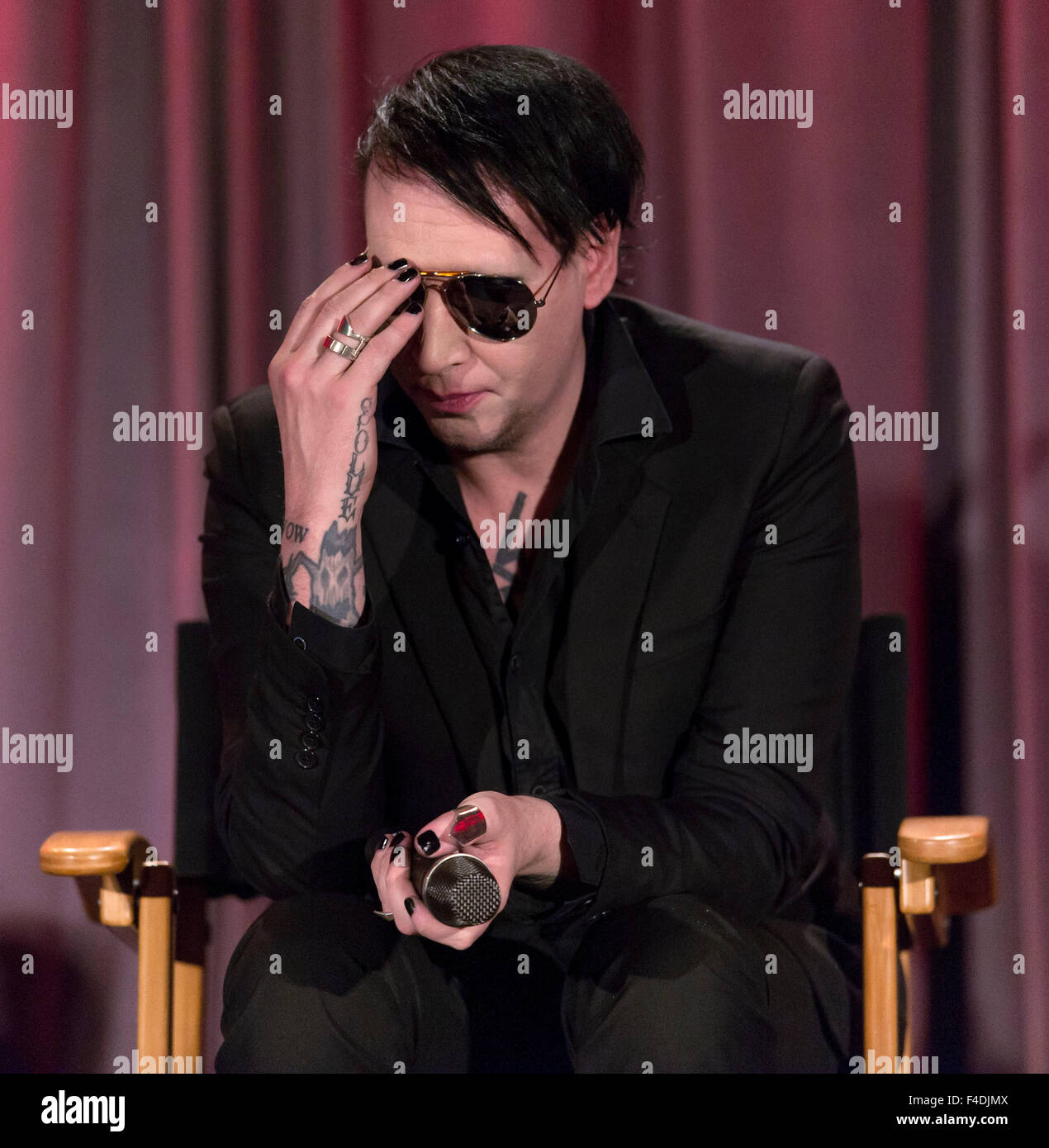 Los Angeles, California, USA. 15th Oct, 2015. MARILYN MANSON discusses ...