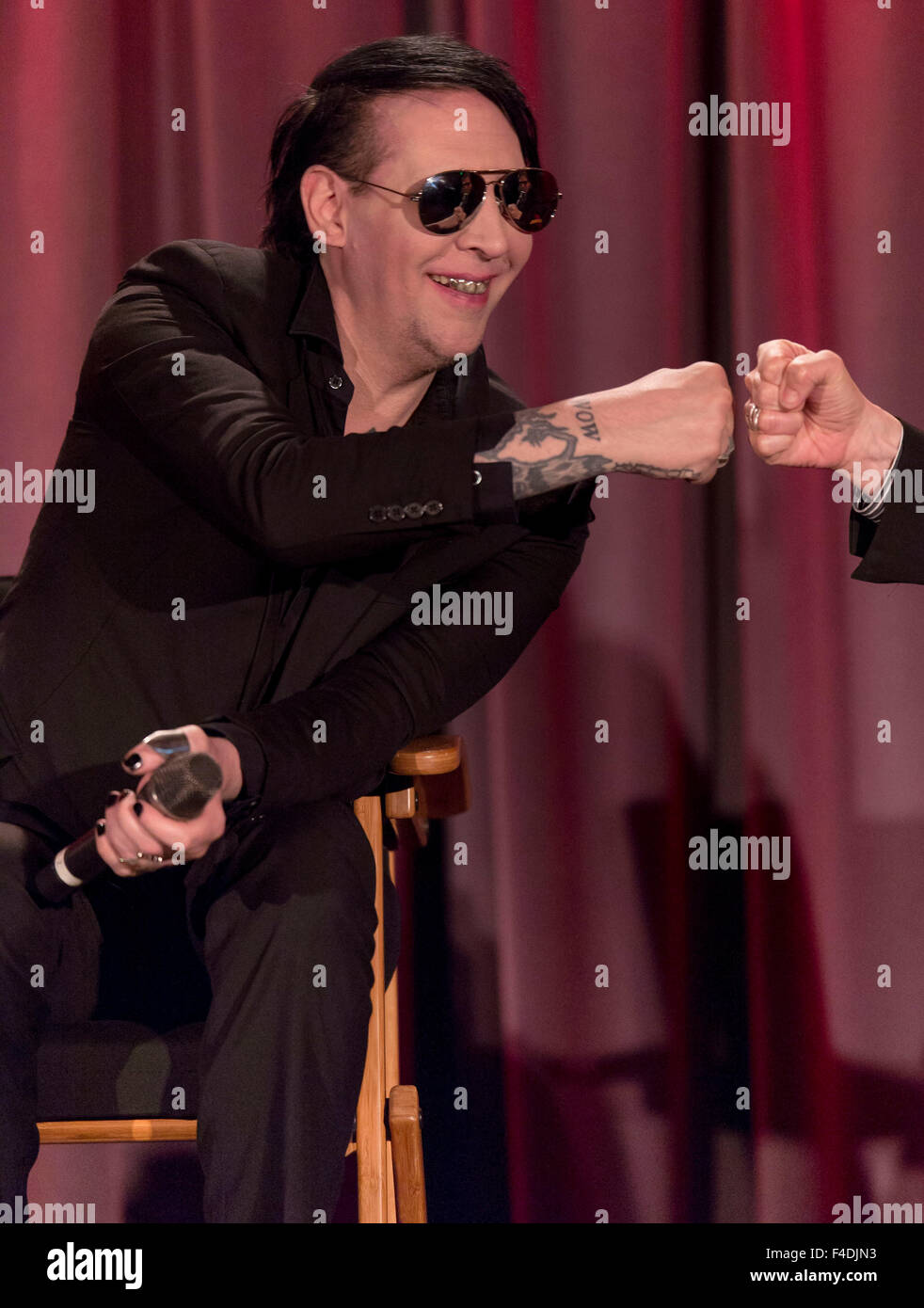 Los Angeles, California, USA. 15th Oct, 2015. MARILYN MANSON discusses ...