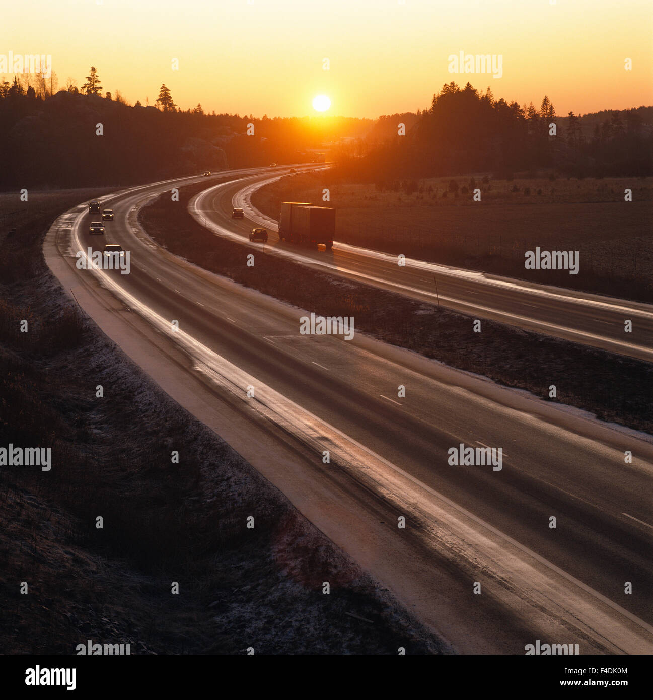 Motorway at night Stock Photo - Alamy